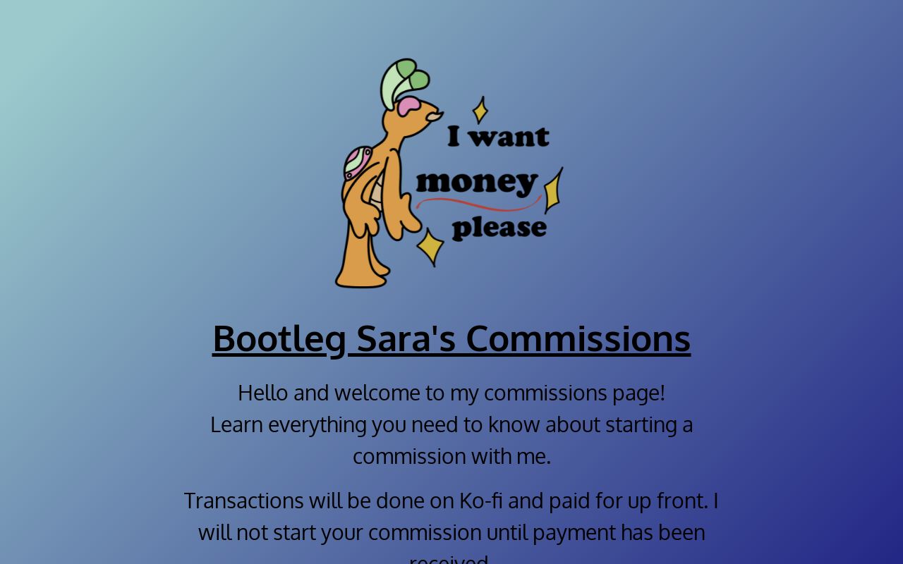 Bootleg Sara's commissions